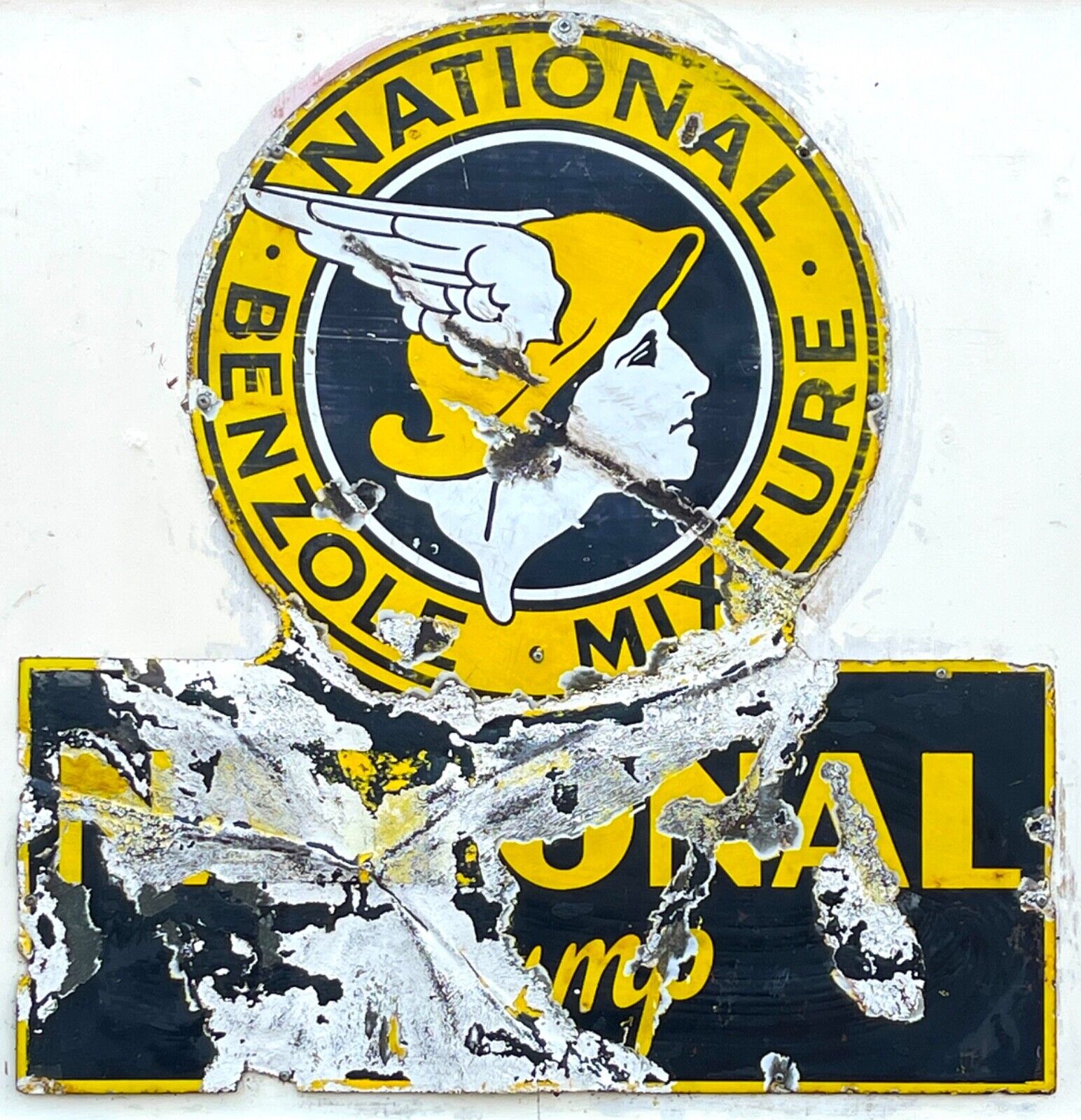 Original 1930's enamel sign National Benzole – the devil in me antiques